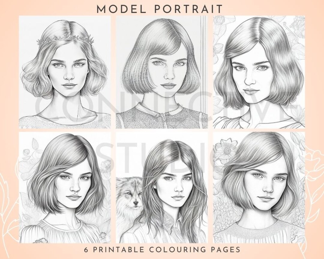 Models Coloring Pages Six Pack of Premium Art | Printable Adult ...
