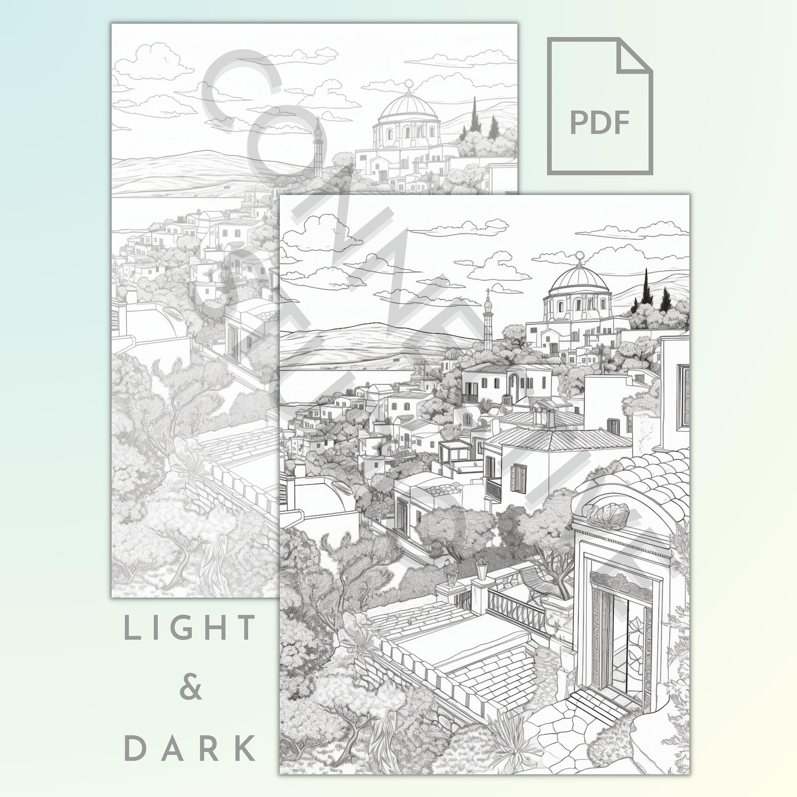 GREECE Coloring Pages Six Pack of Premium Art Printable Adult Colouring ...