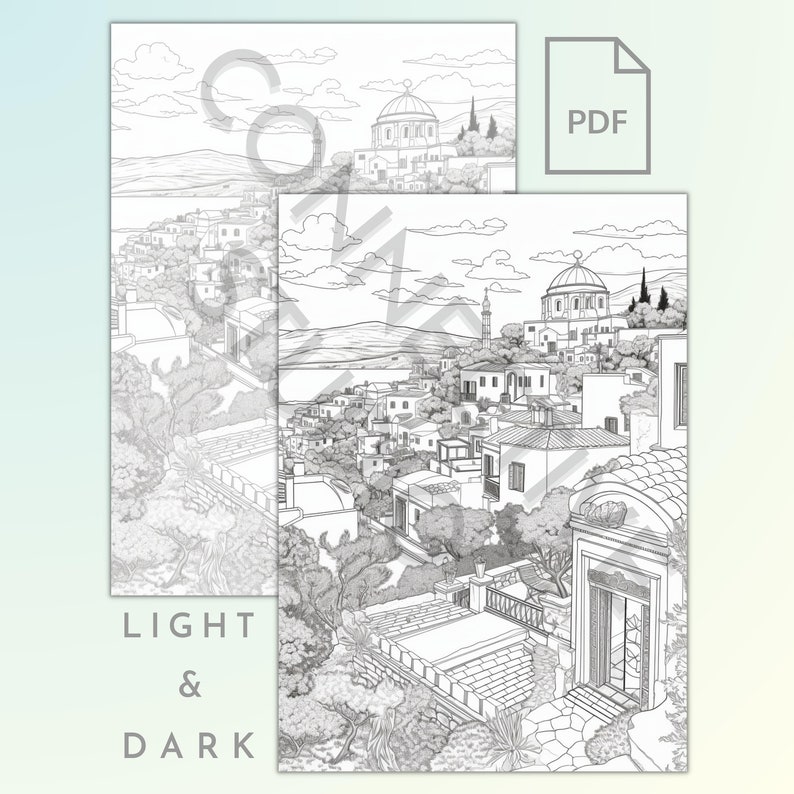 GREECE Coloring Pages Six Pack of Premium Art Printable Adult Colouring ...