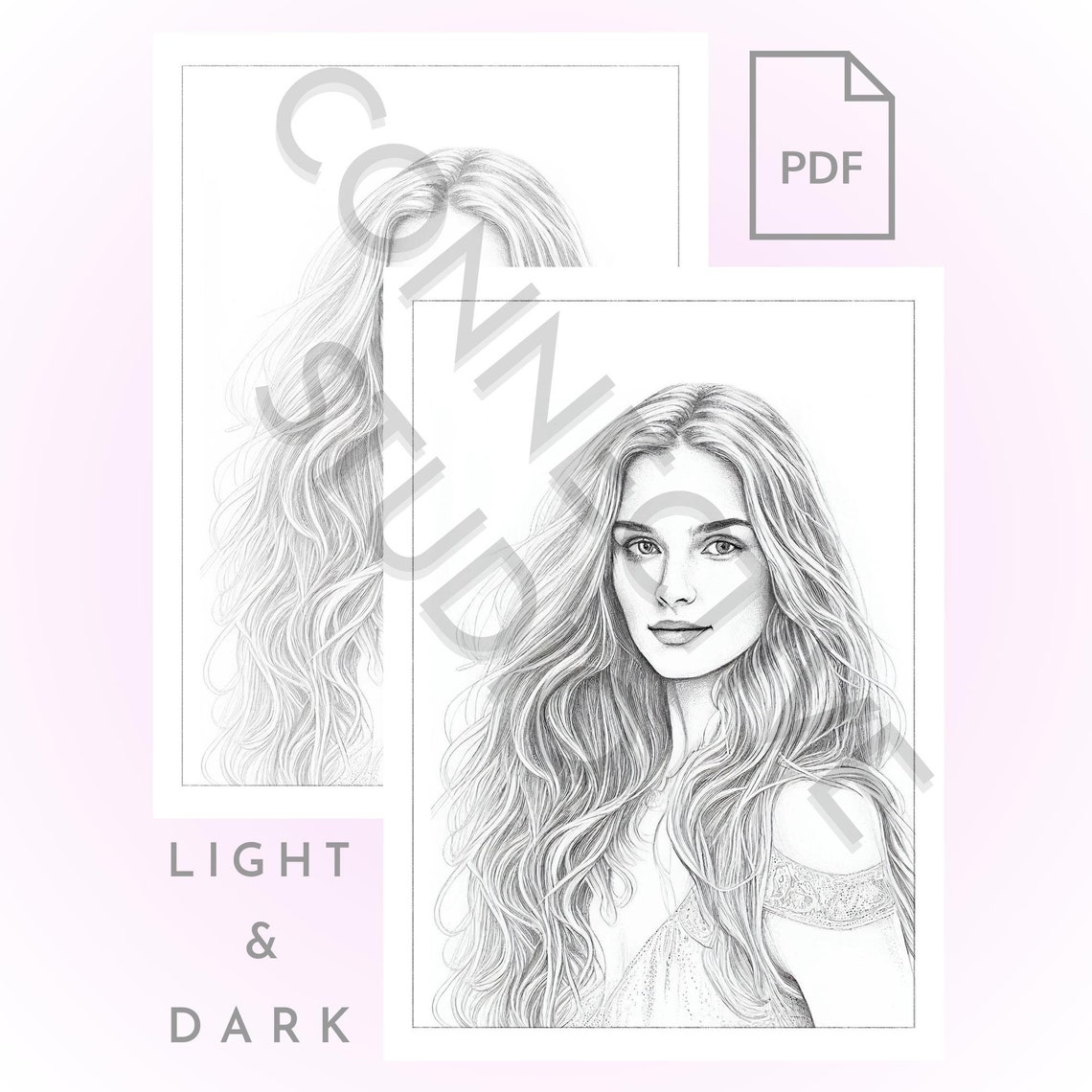 Models Coloring Pages Six Pack of Premium Art | Printable Adult ...