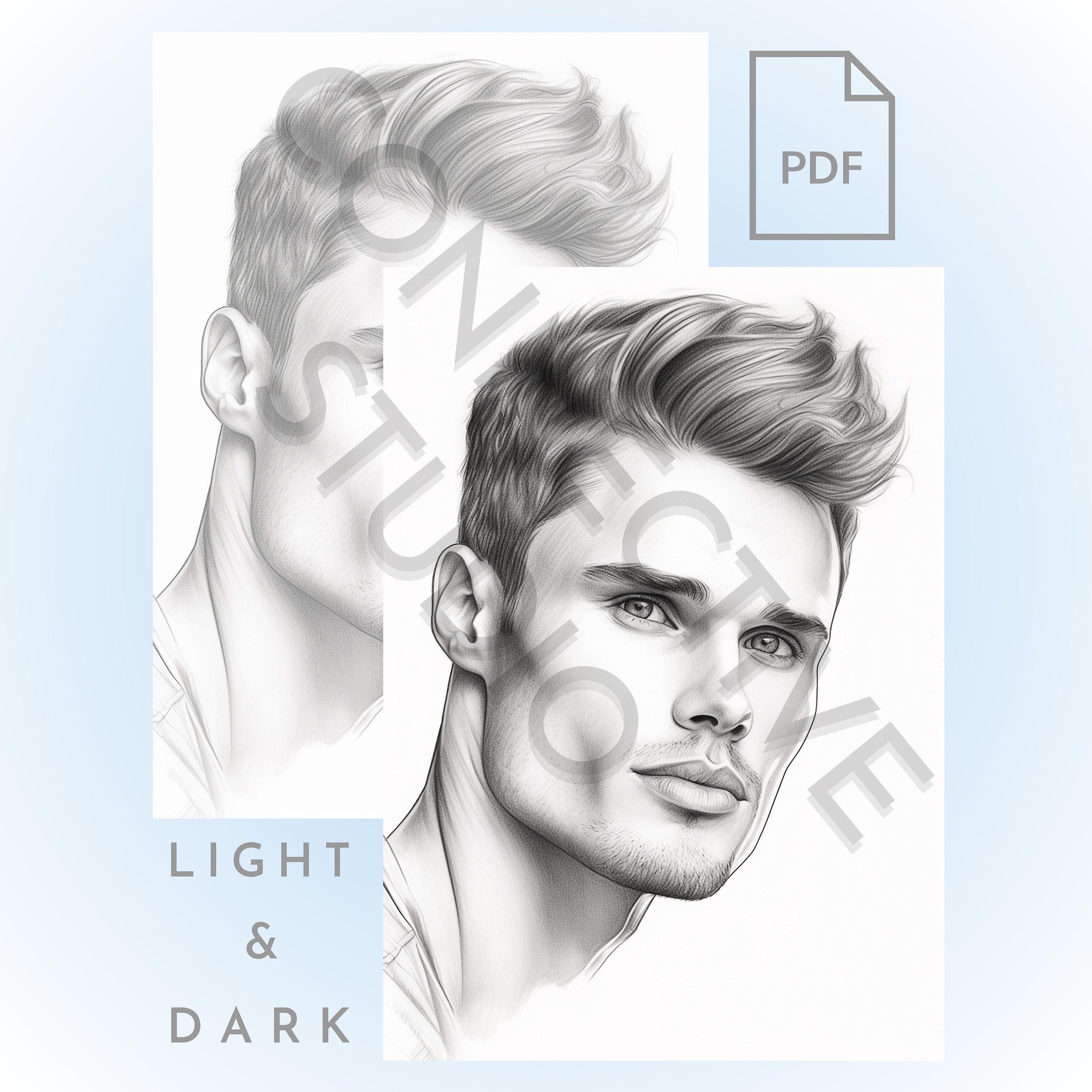 MALE MODEL Coloring Pages Six Pack of Premium Art Printable Adult ...