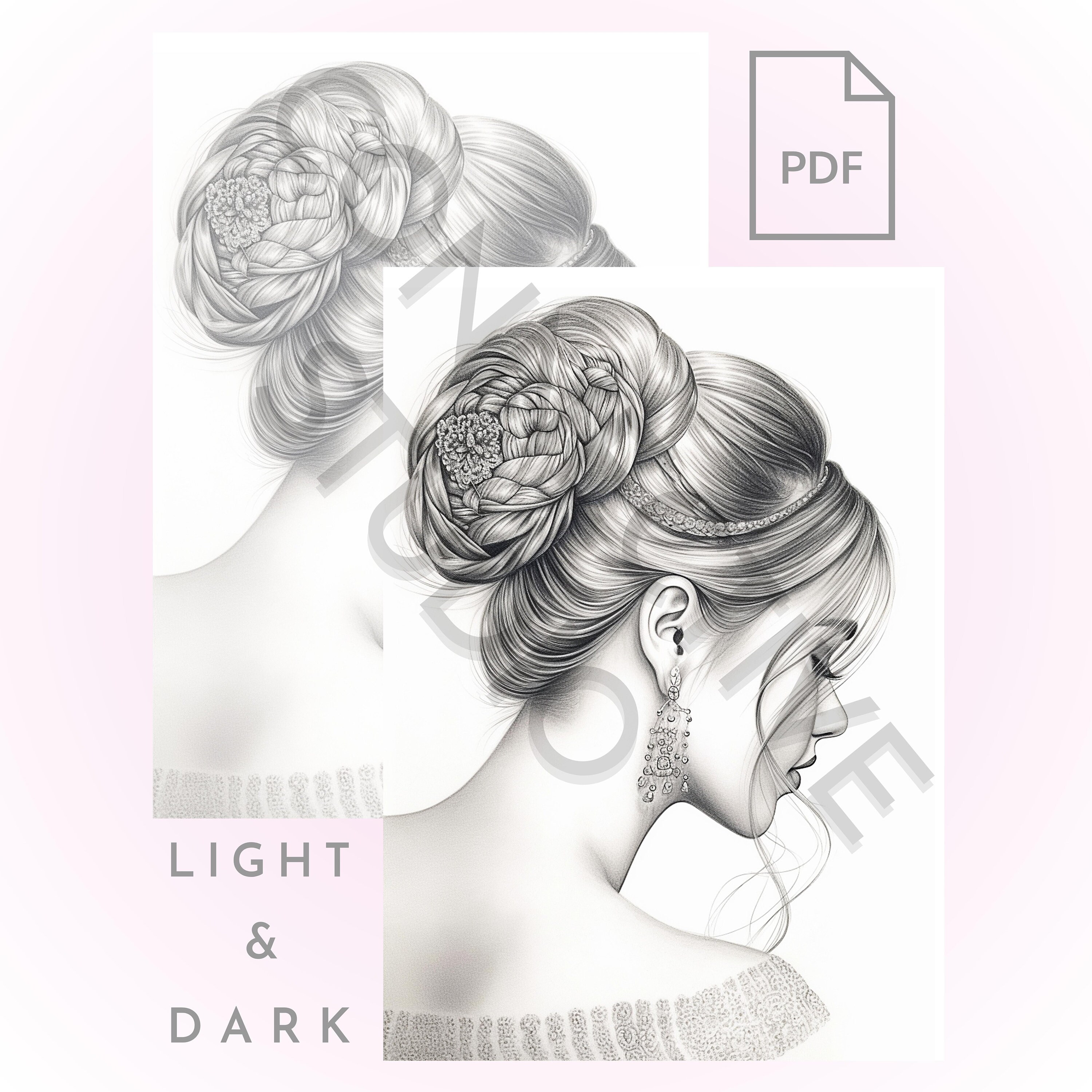 Models Coloring Pages Six Pack of Premium Art Printable Adult Colouring ...