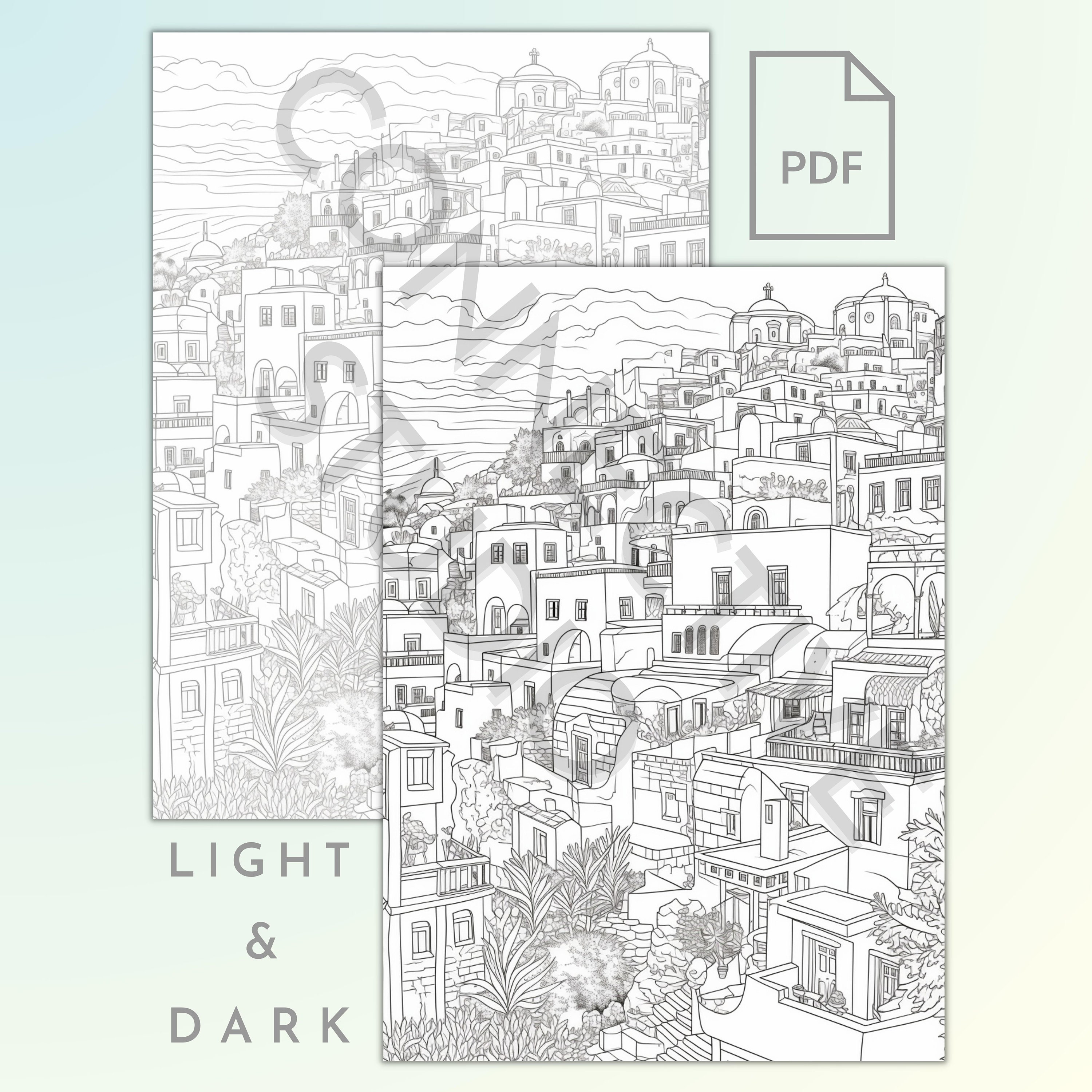 GREECE Coloring Pages Six Pack of Premium Art Printable Adult Colouring ...