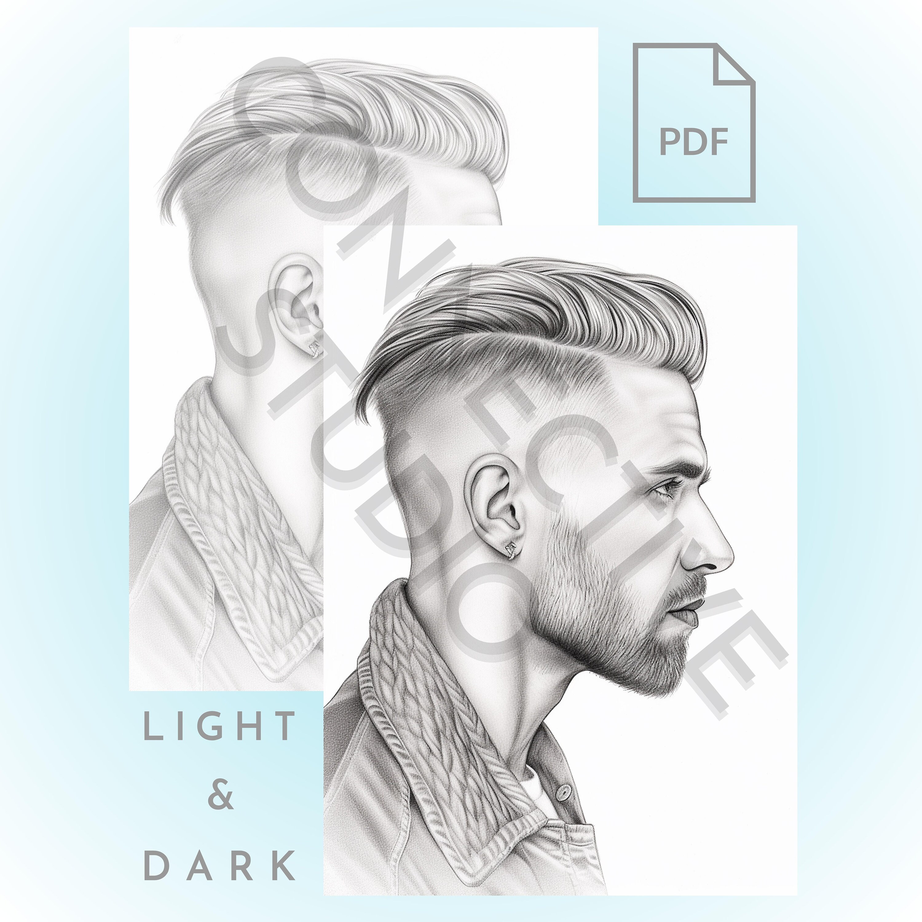 MALE MODEL Coloring Pages Six Pack of Premium Art Printable Adult ...