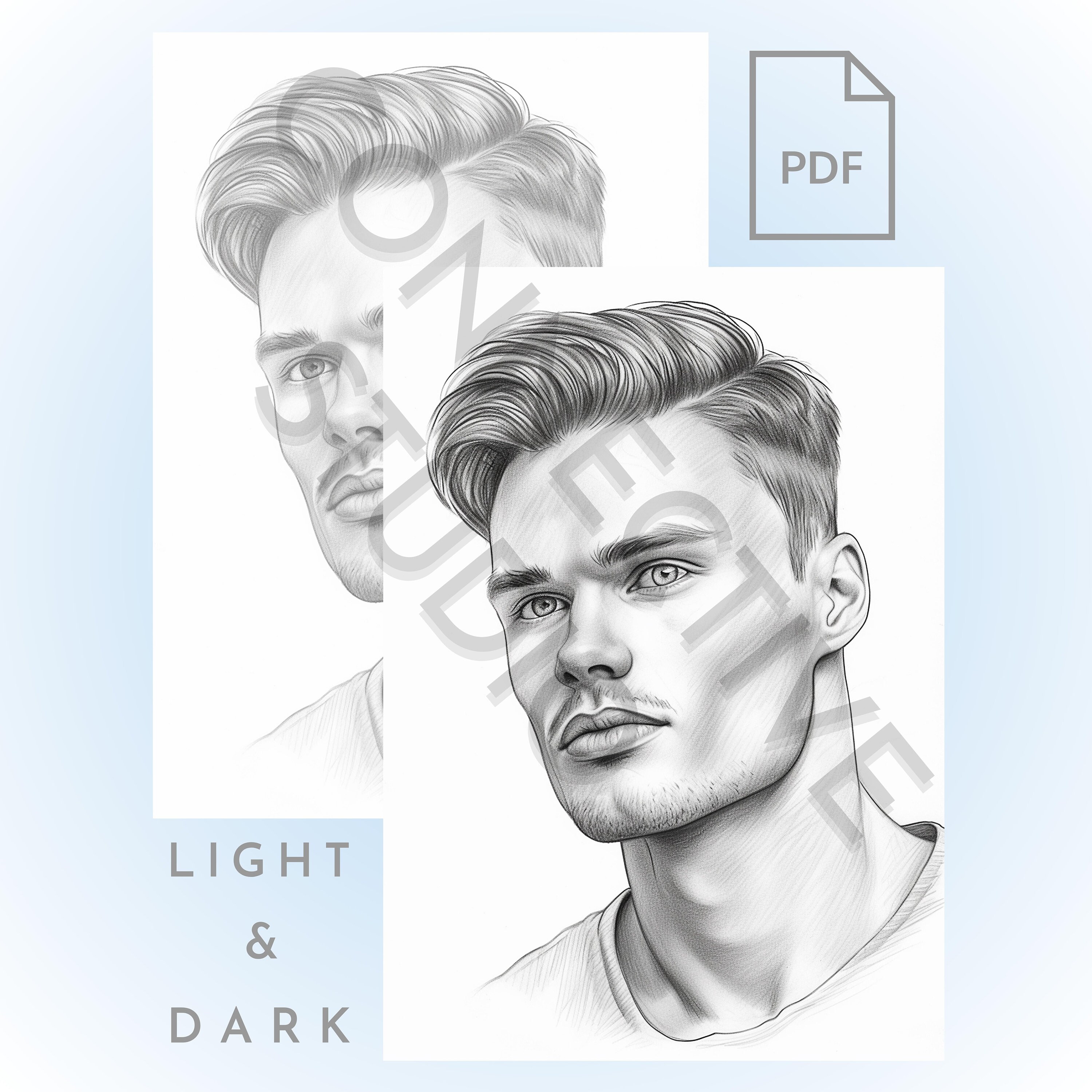 MALE MODEL Coloring Pages Six Pack of Premium Art Printable Adult ...