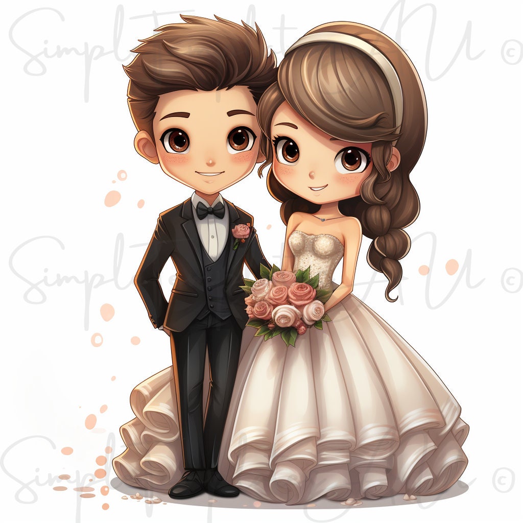 Cartoon Wedding Art - Bride and Groom - Digital File - Etsy