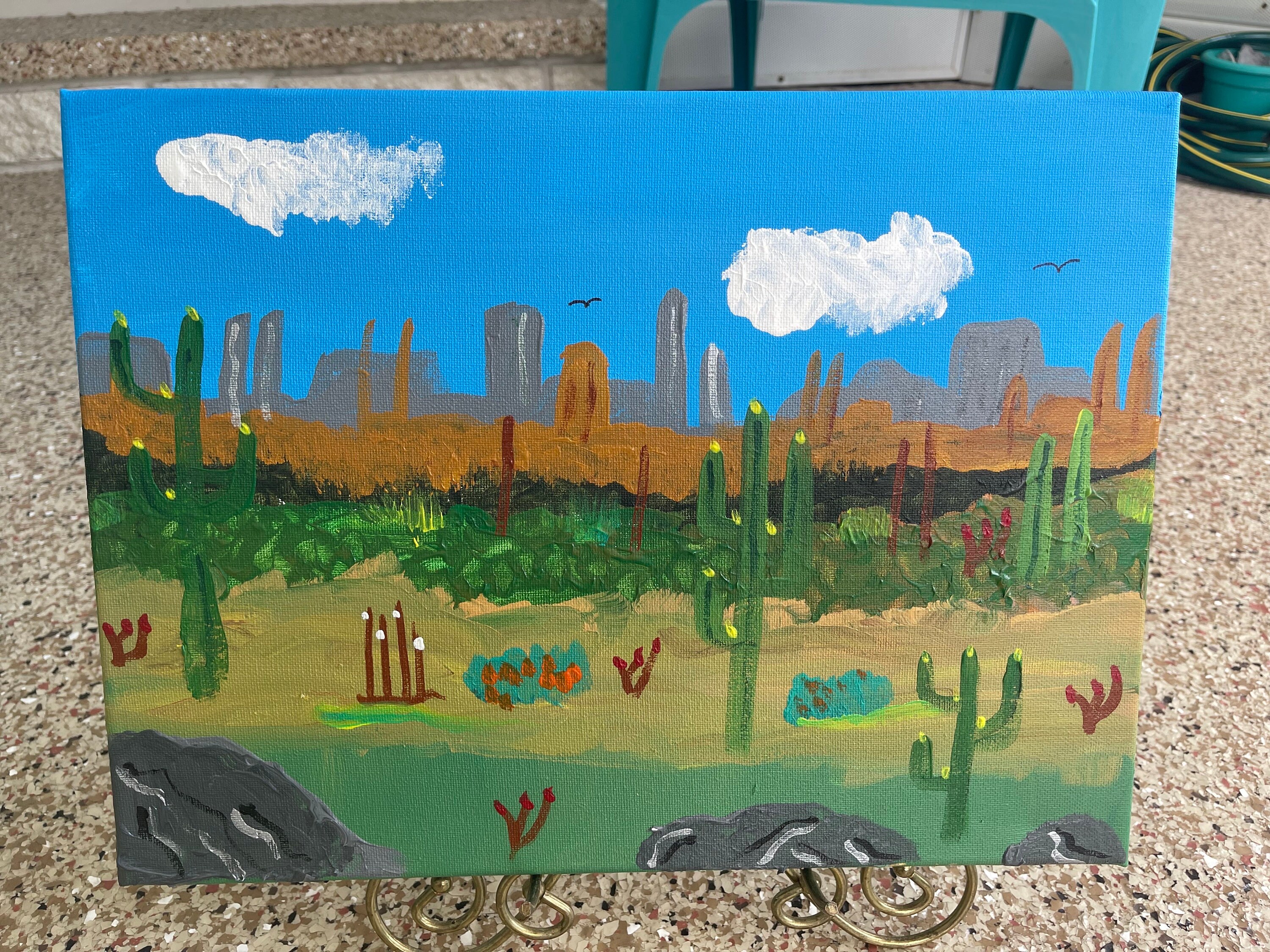 Desert Landscape Trio Original Acrylic Paintings Wall Art - Etsy