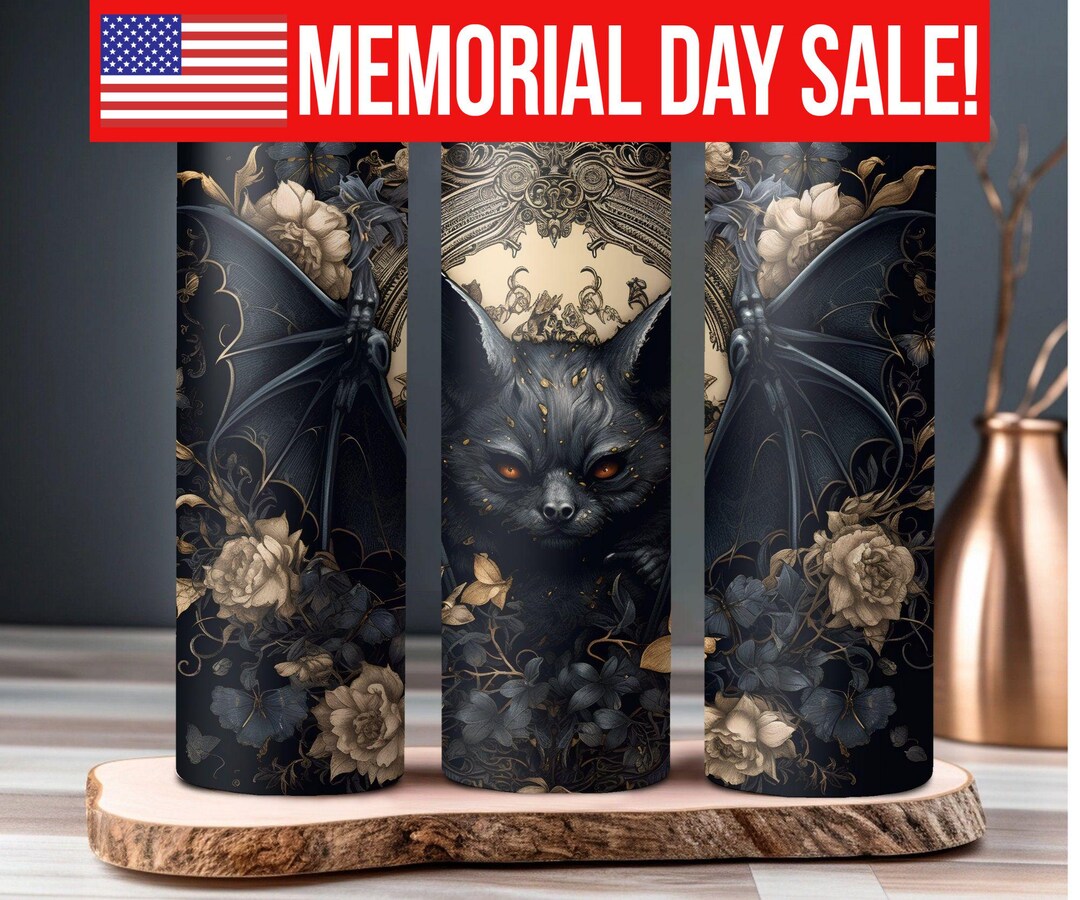 Creepy Halloween Bat 20oz Skinny Tumbler | Double Walled Insulated ...