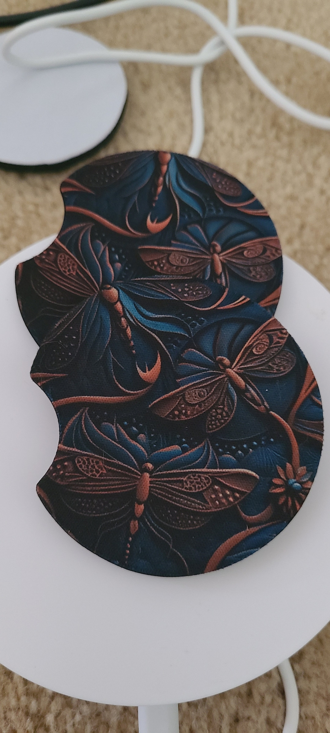 Tooled Leather Dragonfly Car Coaters Set of 2 - Etsy