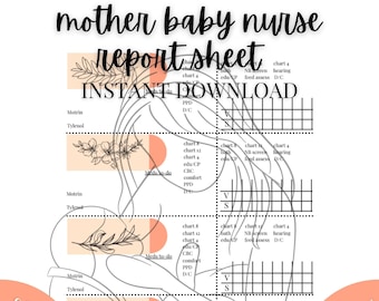 Mother Baby Nurse Report Sheet Bundle, 4 Colors, Nurse Brain Sheet, RN ...