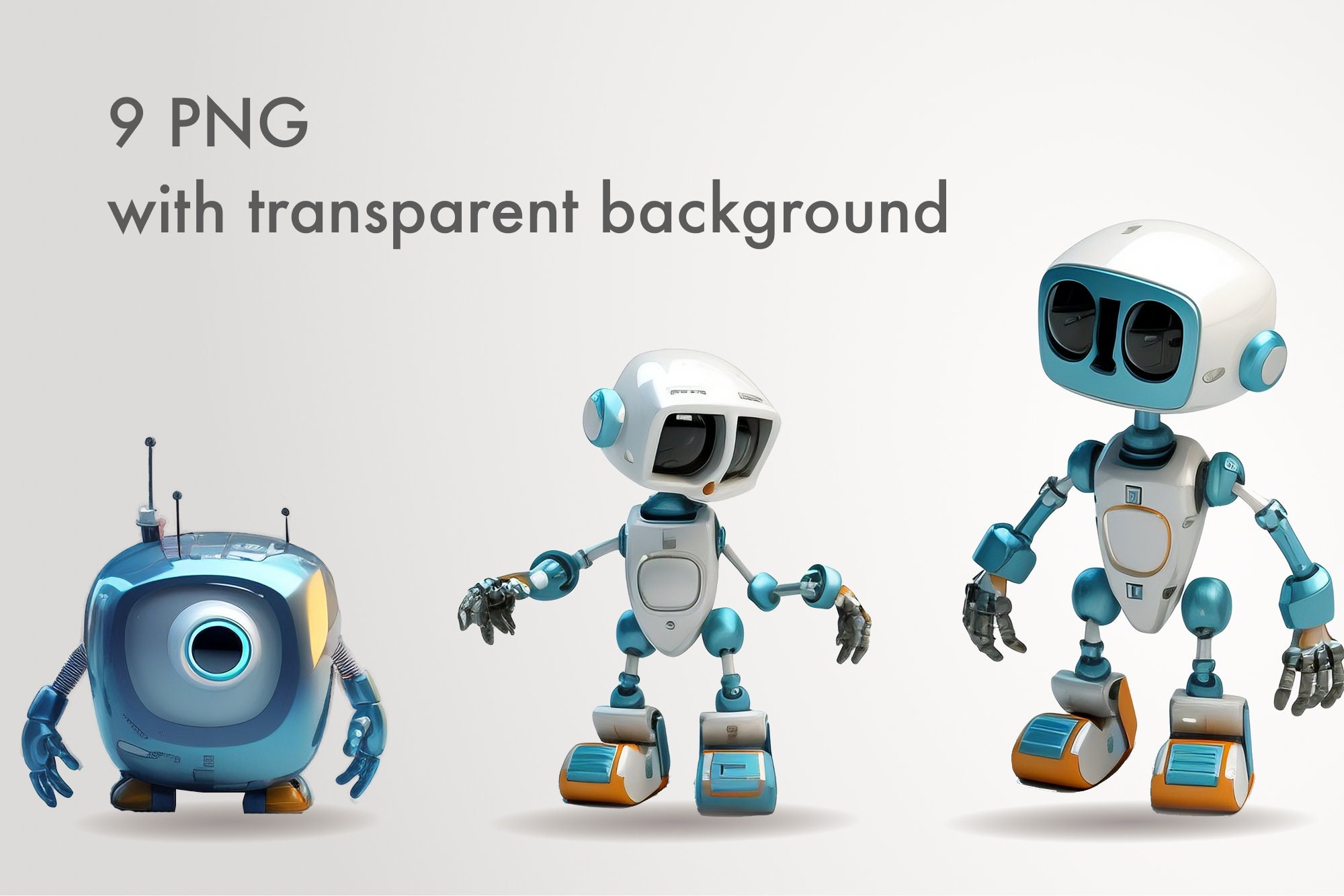 3D Robot Clipart Graphic Bundle 9 PNG Bundle - Etsy