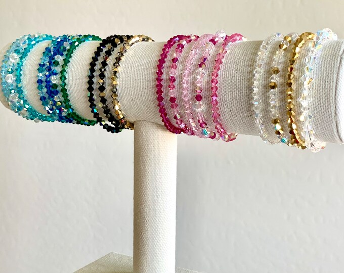 Preciosa Crystal Beaded Stretchy Sparkly Bracelets, Custom Color ...