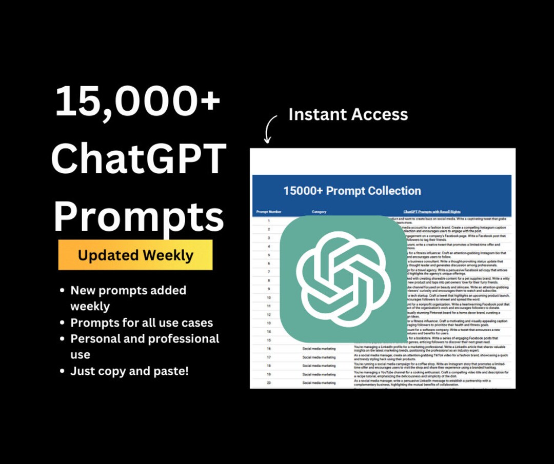 15000 Chatgpt Prompts Unlock the Full Potential of Chatgpt and AI ...