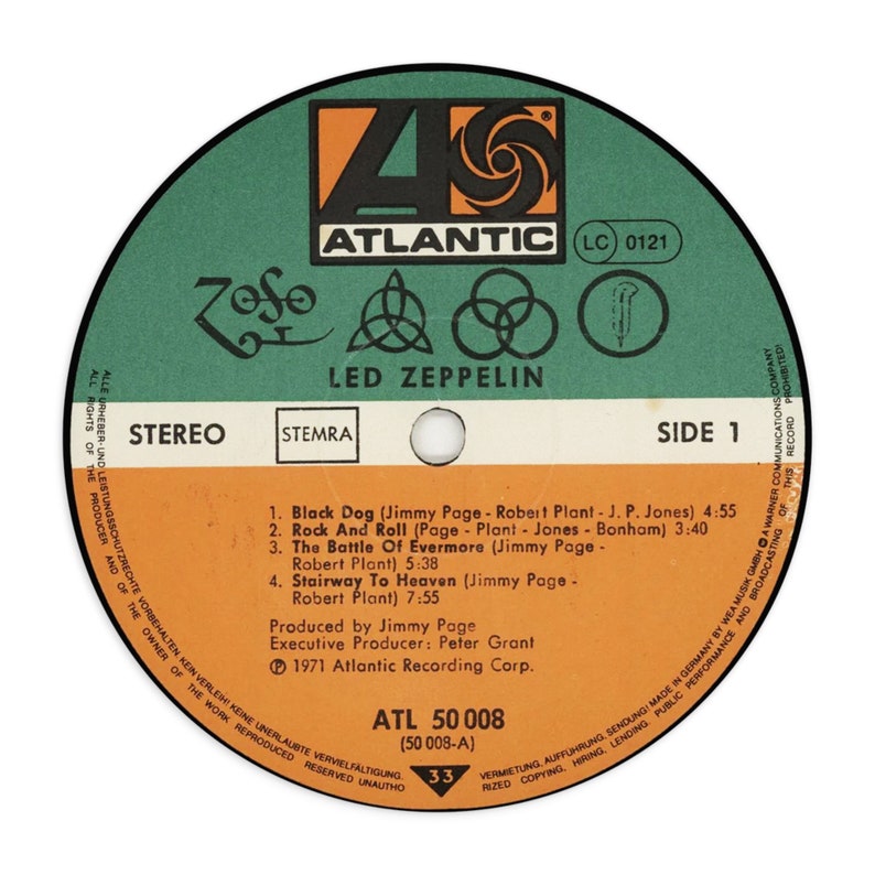 Led Zeppelin Vinyl Record Label Round Mouse Pad Classic Rock Decor led ...