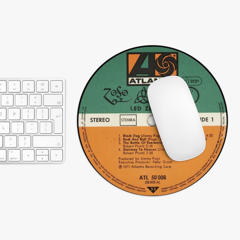 Led Zeppelin Vinyl Record Label Round Mouse Pad Classic Rock Decor led ...