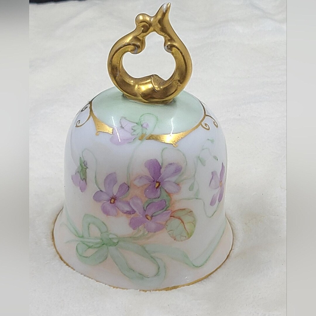 Vintage Hand Painted Floral Porcelain Bell With Gold Handle - Etsy
