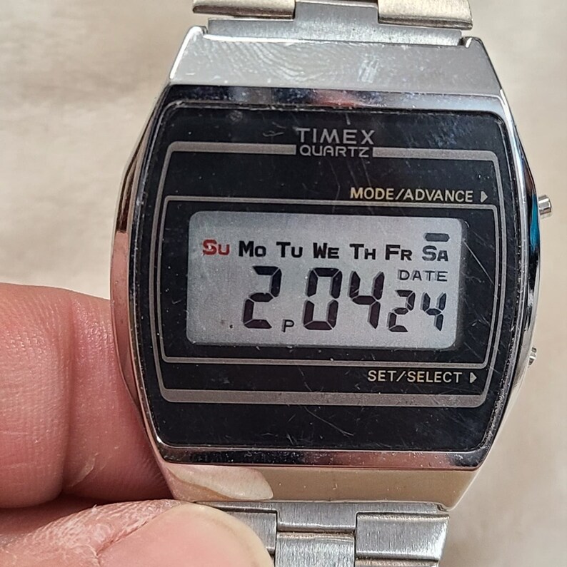 Vintage Timex Men's Silver Tone Digital Watch - Etsy