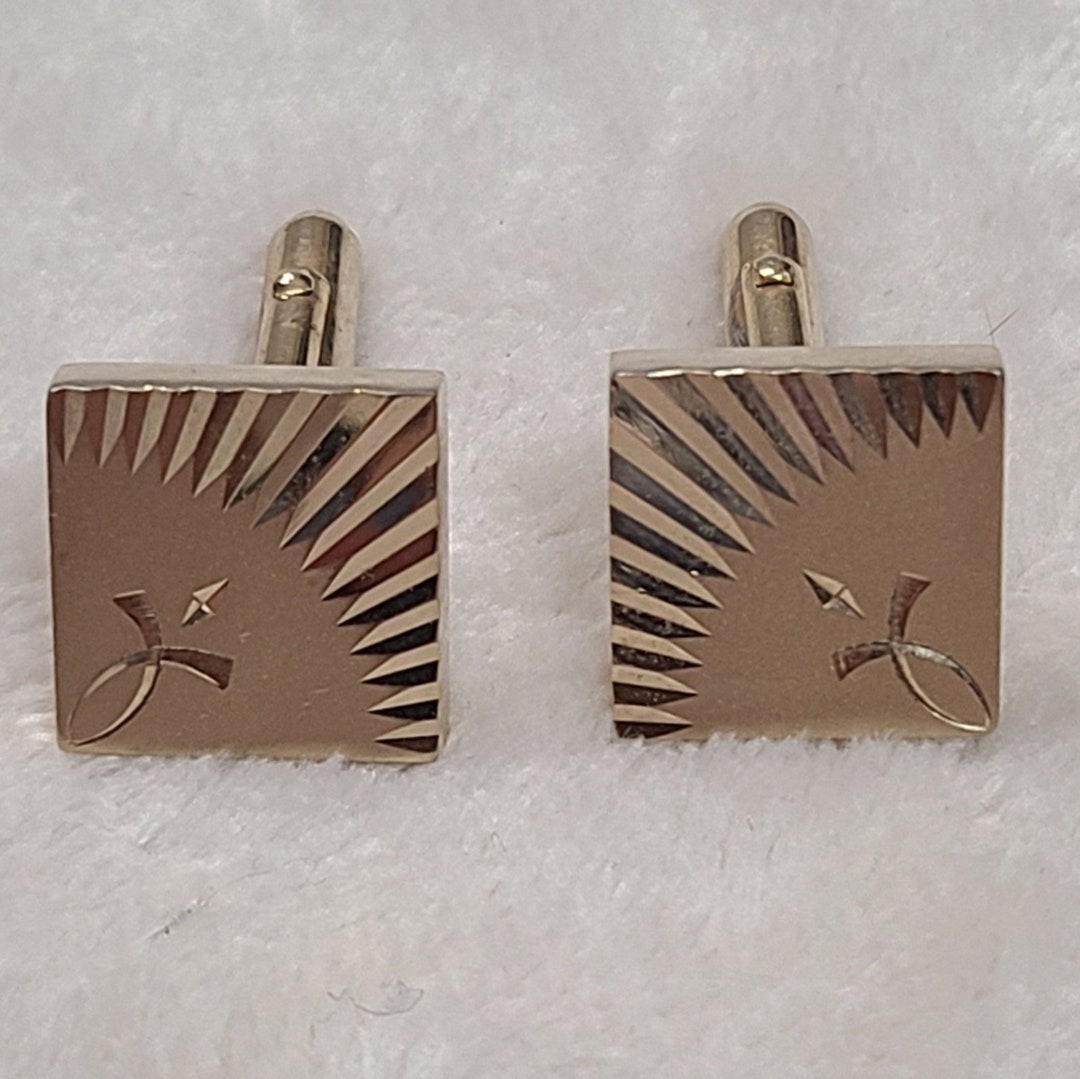 Vintage Anson Gold Tone Diamond Cut Sunburst Cufflinks - Etsy
