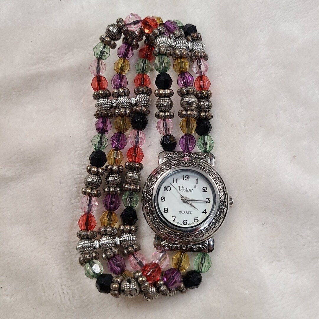 Vivani Women's Multicolor Beaded Stretch Watch - Etsy