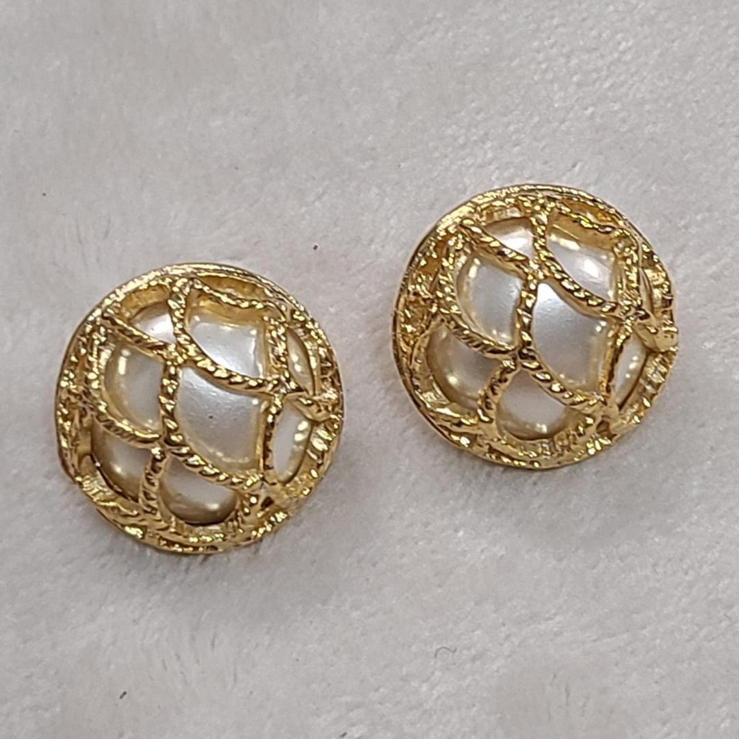 Vintage 80s Gold Tone Pearl Cage Clip on Earrings - Etsy