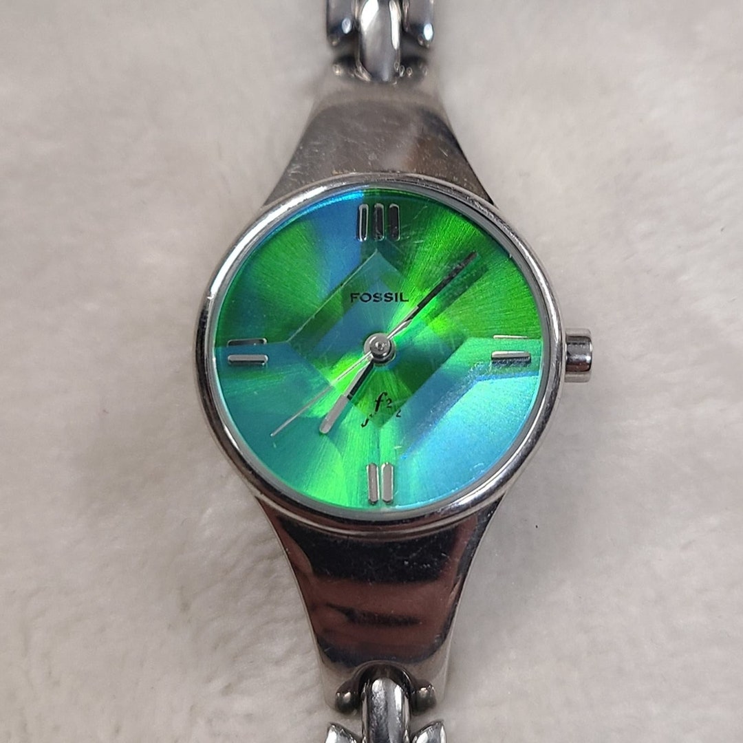 Fossil Women's Silver Tone Prismatic Face Watch - Etsy