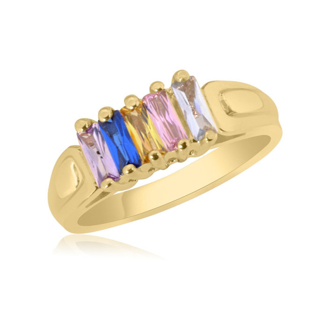 Rectangle Stone Ring / Multi Stone Ring / Mother's Day / Personalized ...