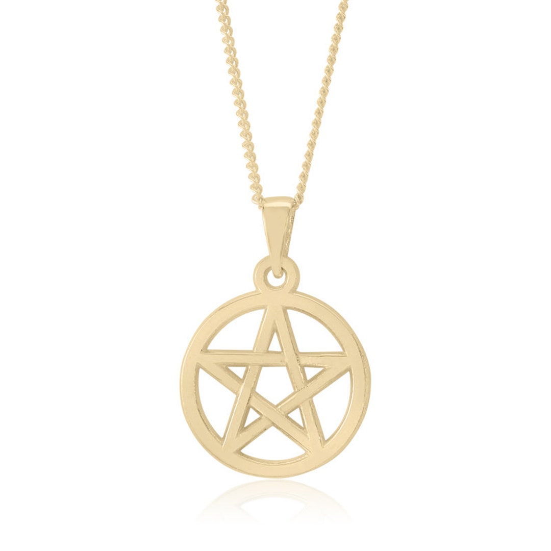 Pentacle Pendant in 10K Yellow Gold / Wicca Jewelry / Pentagram - Etsy