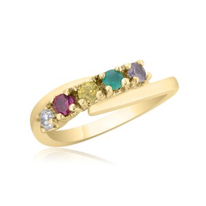 10K Yellow Gold Family Ring / Multi Stone Ring / Personalized Gift ...