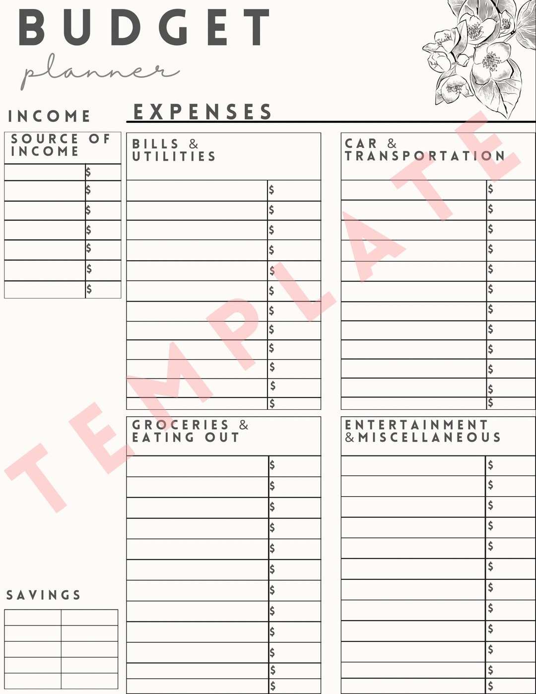 Monthly Budget Planner, Budget Planner, Printable, Instant Download ...