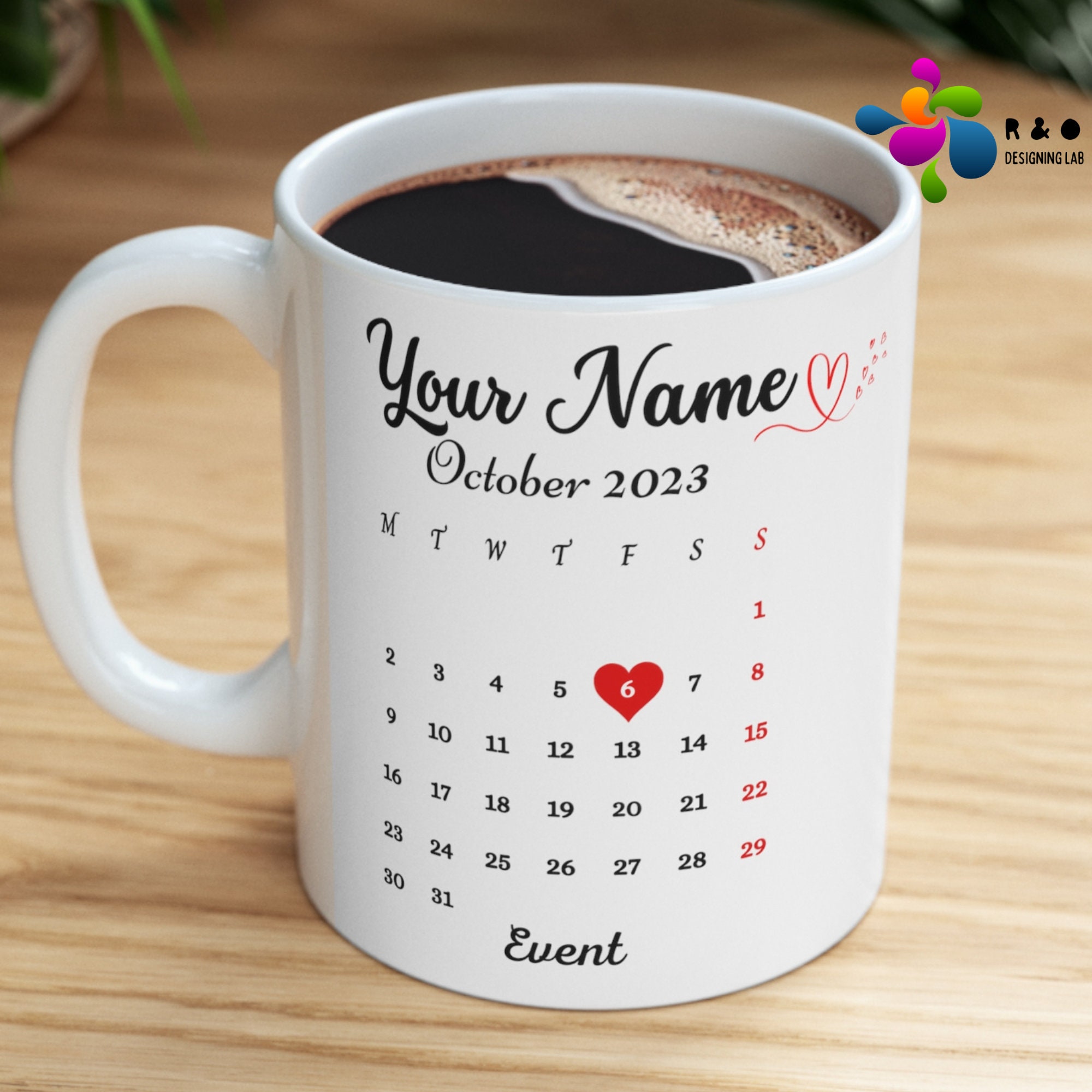 Personalised Calendar Mug, Gift for Birthday, Gift for Anniversary ...
