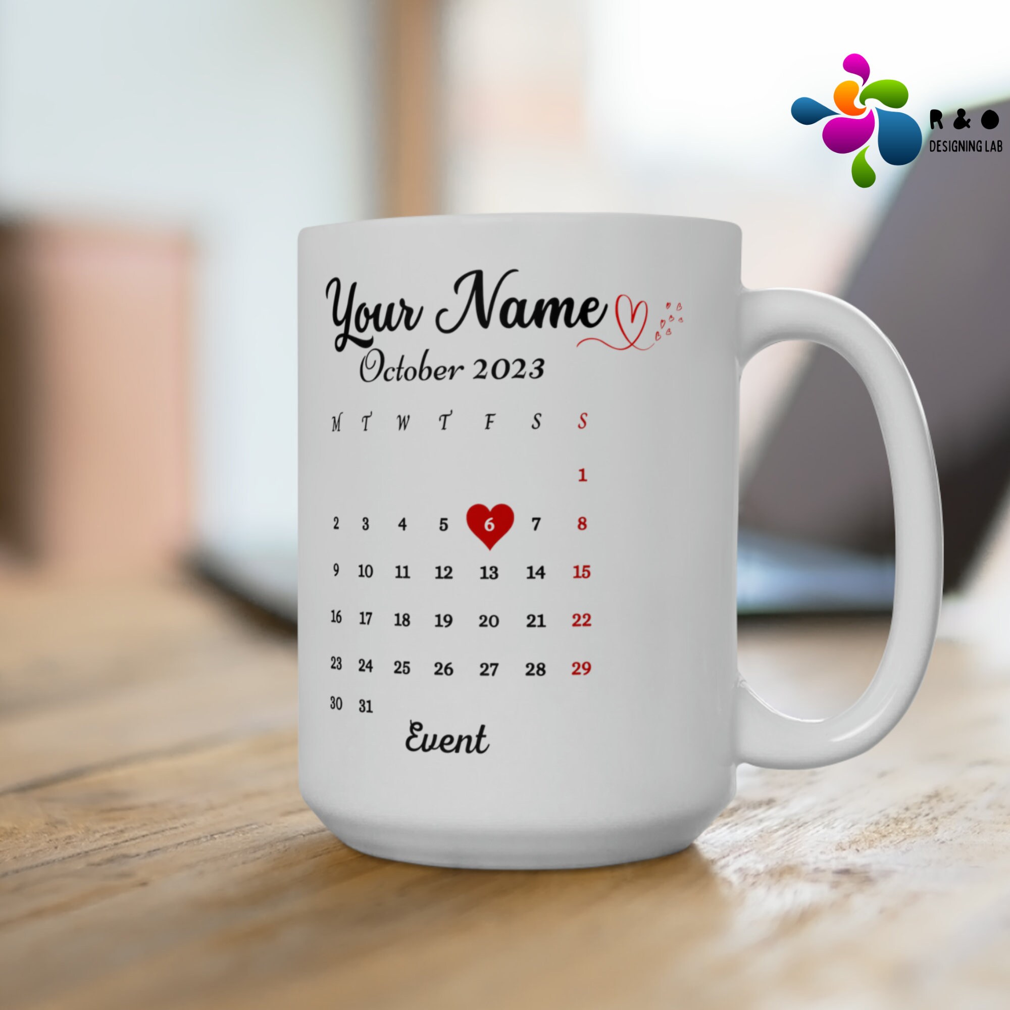 Personalised Calendar Mug, Gift for Birthday, Gift for Anniversary ...