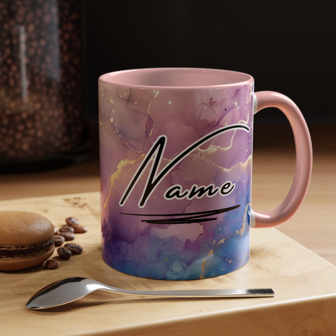 Pink Marble Mug, Personalized Coffee Cup, Custom Name Tea Mug, Gift for ...
