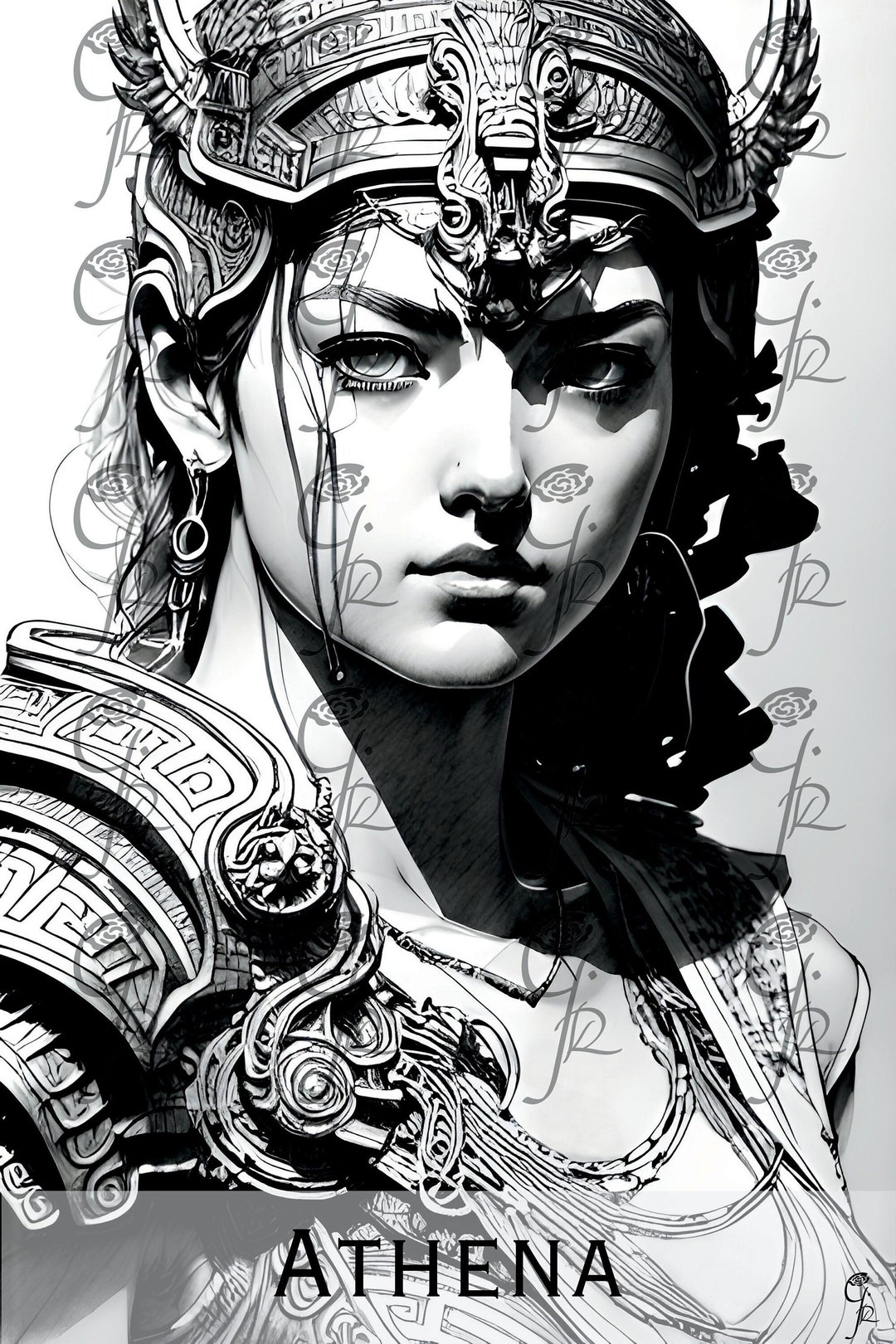 Athena the Godess of Wisdom Digital Download Sketch Style Art Greek God ...