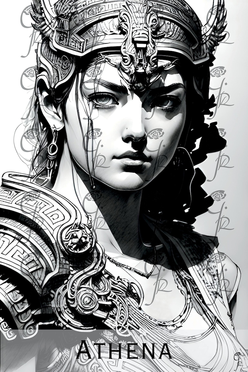 Athena the Godess of Wisdom Digital Download Sketch Style Art Greek God ...