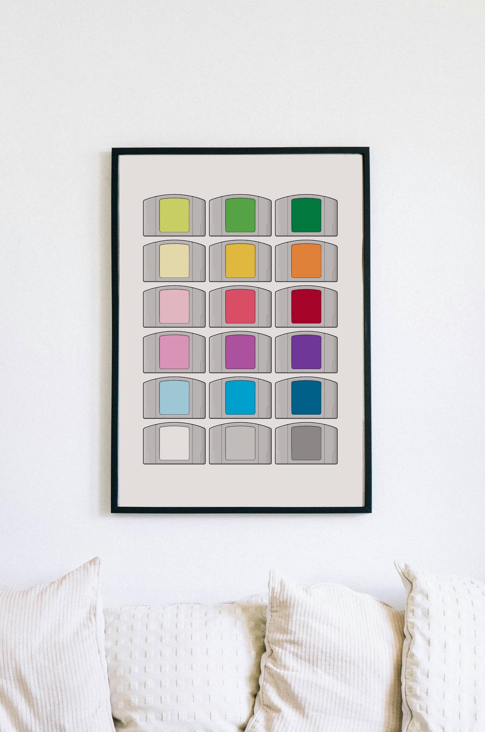 64bit Video Game Cartridges Print, Game Room Decor, Video Game Art ...