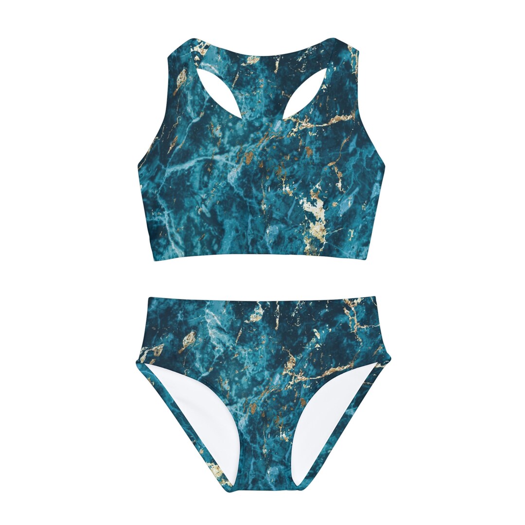 Girls Two Piece Blue & Bold Swimsuit AOP - Etsy