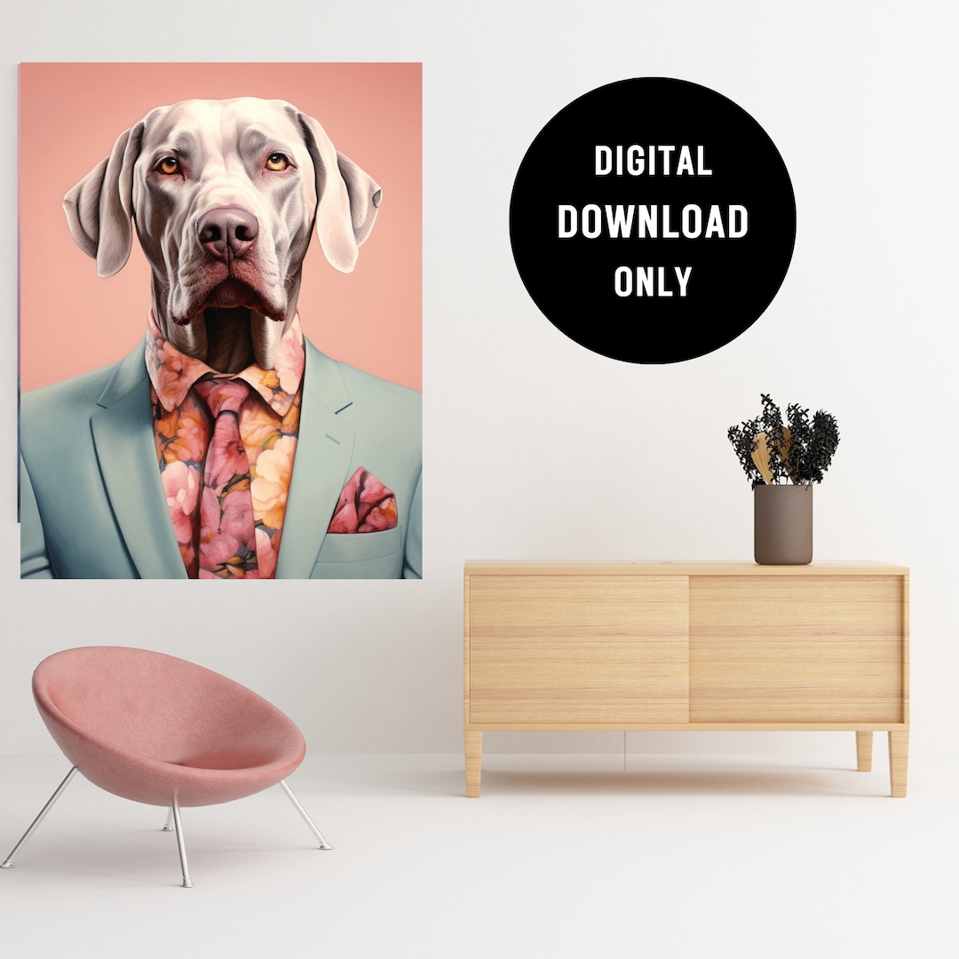 Wall Decor Dapper Dog in Suit Wall Art Canine Friendly Decor Stylish ...