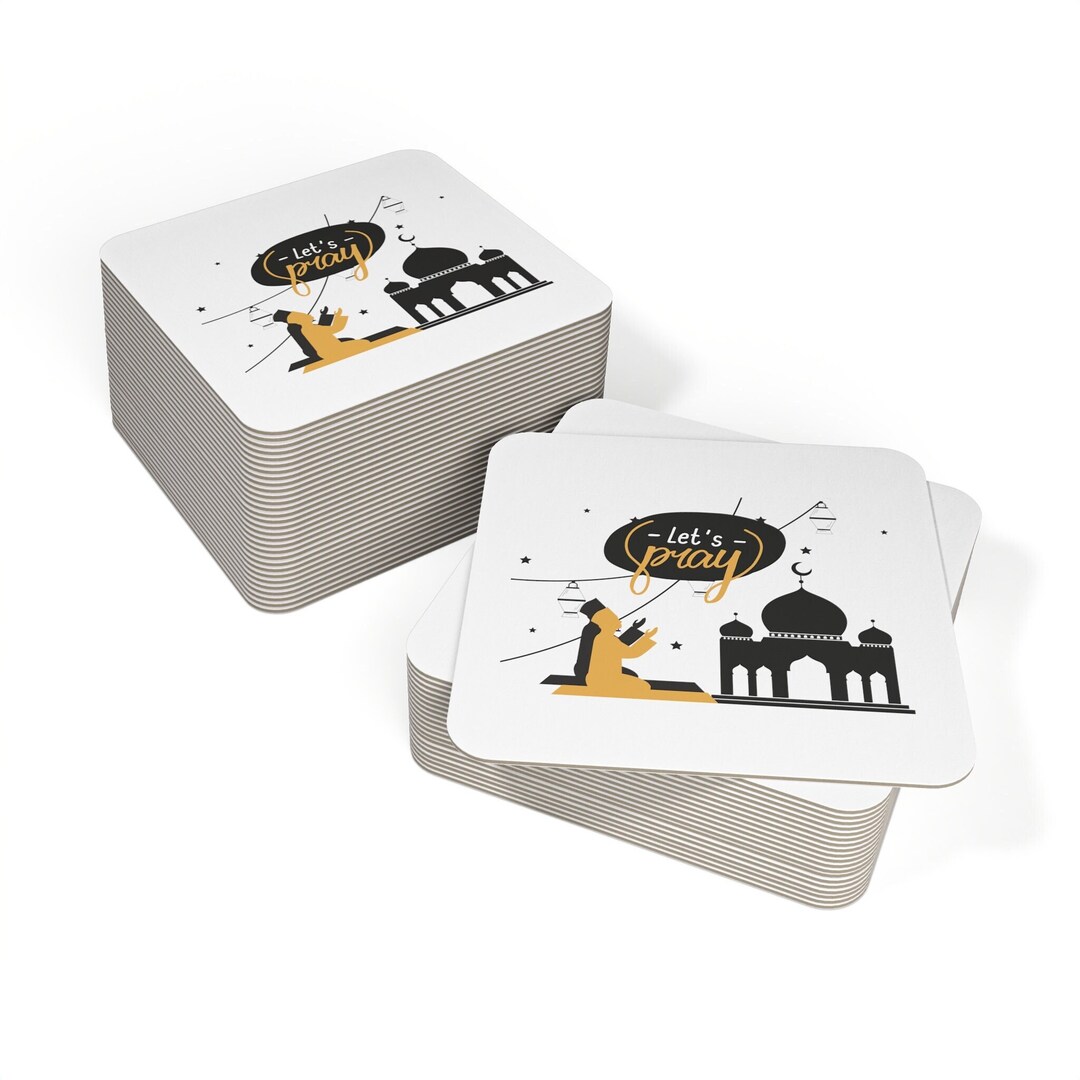 Let's Pray Coasters 50/100 Ramadan Mubarak Eid Gift Decor Fajr Mosque ...