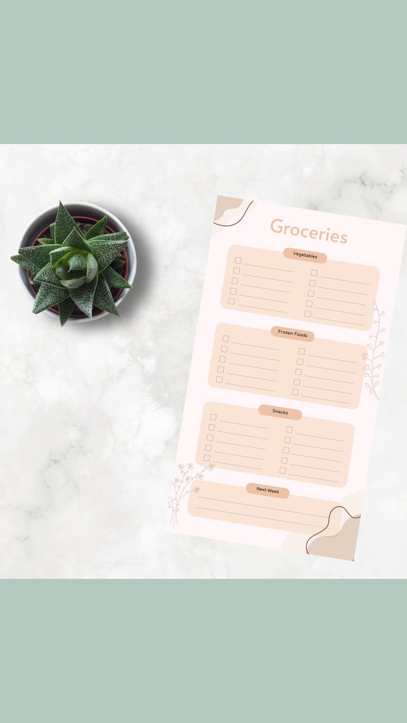 Printable Grocery List, Boho Grocery List, Task List, Checklist, Blank ...
