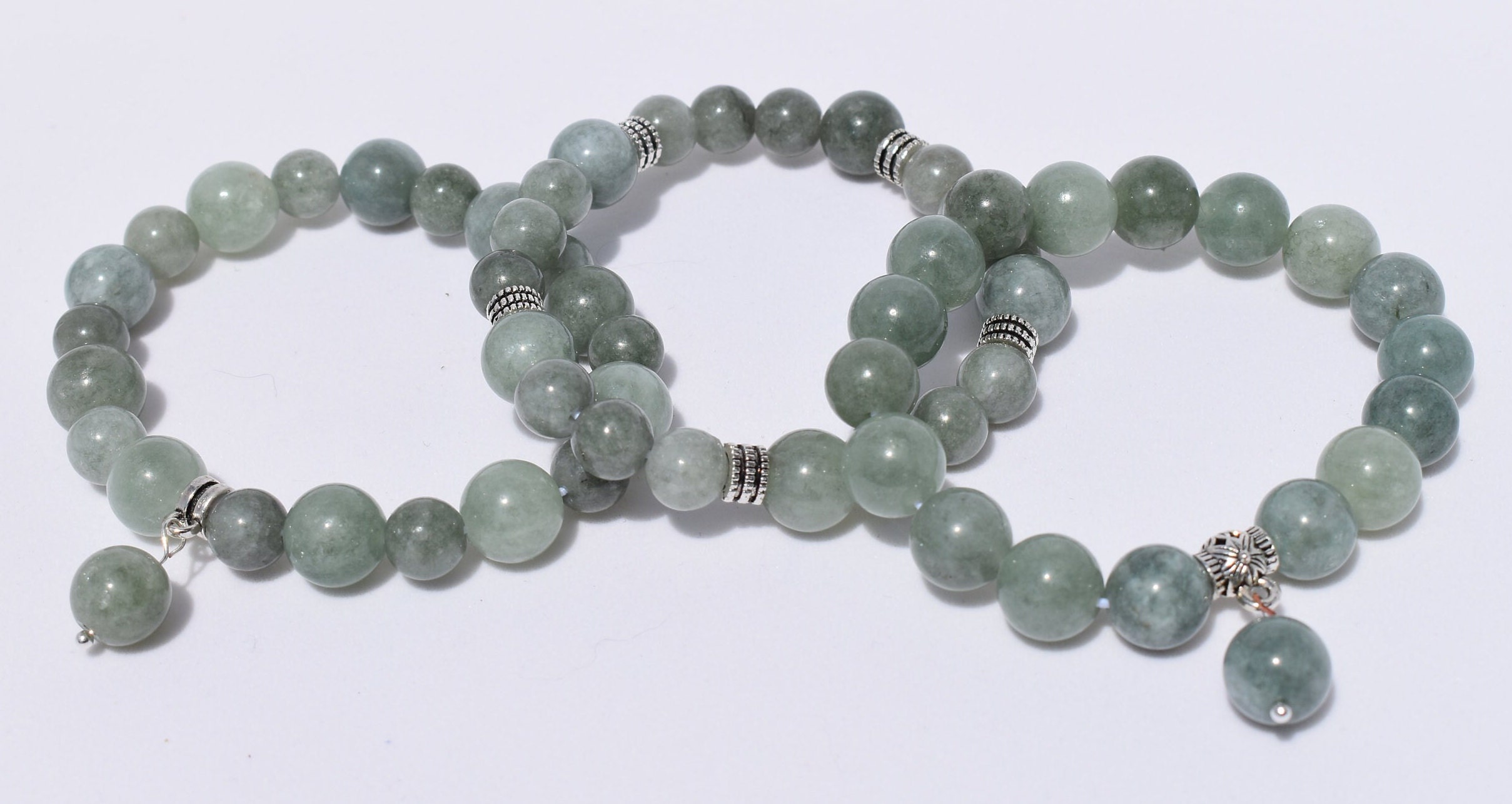 Set of 3 Burmese Jade Gemstone Bead Stretch Bracelets - Etsy
