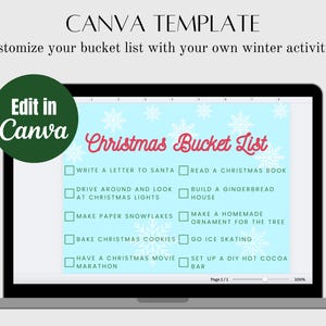 Christmas Bucket List Printable + Editable Canva Template - Etsy