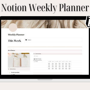 Notion Weekly Planner Template, Blush and Beige Aesthetic Weekly ...