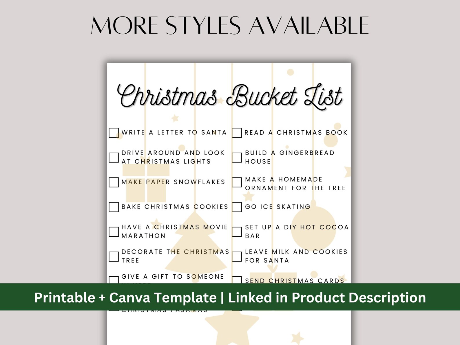 Christmas Bucket List Printable + Editable Canva Template - Etsy
