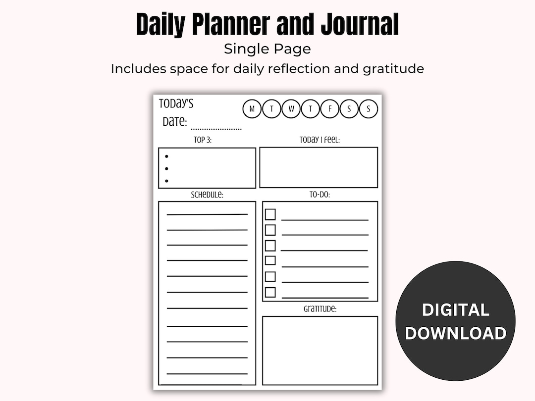 Daily Planner and Journal Printable, Goodnotes Daily Planner Single ...