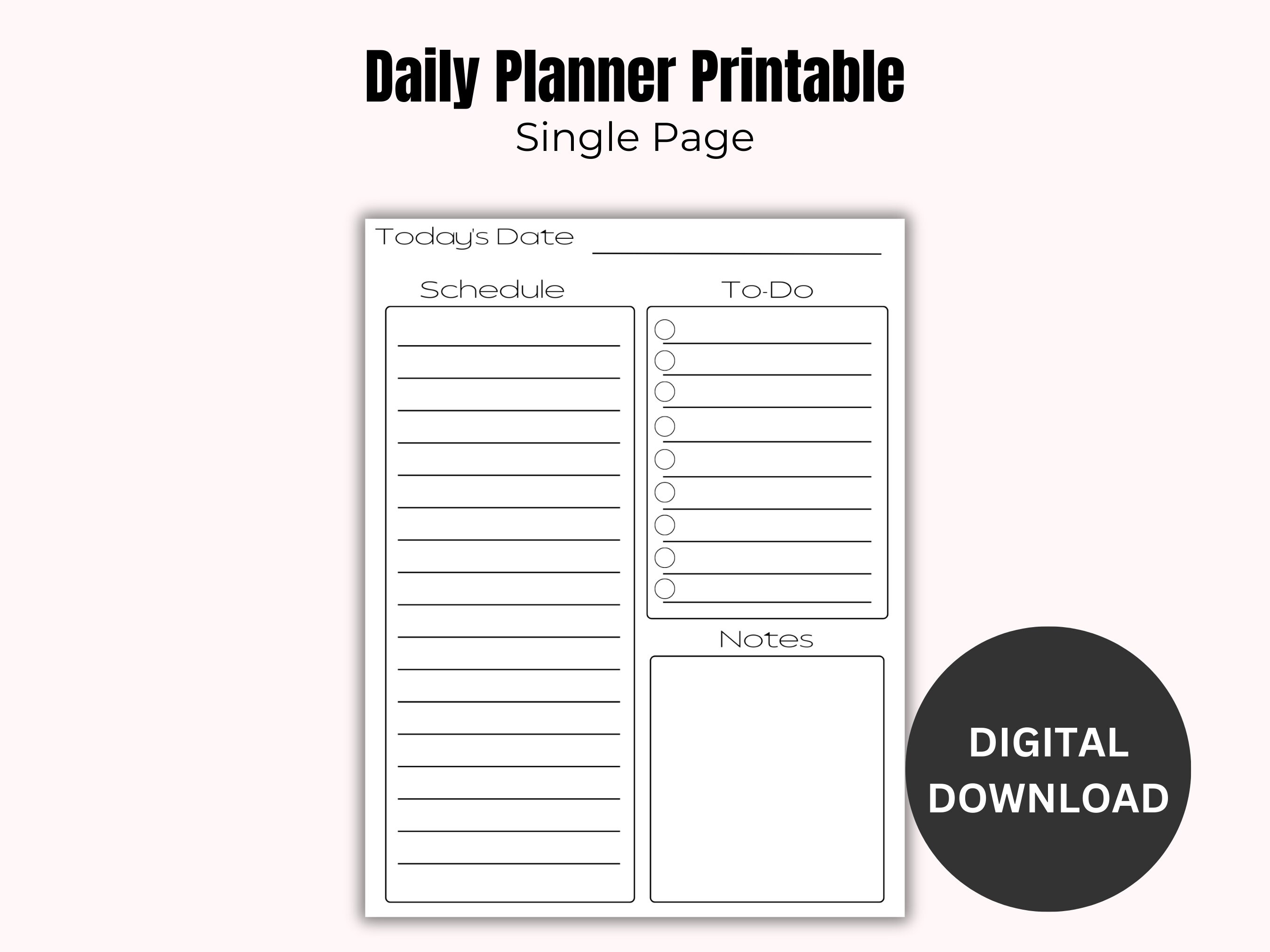 Minimalist Daily Planner Printable, Goodnotes Daily Planner Single Page ...