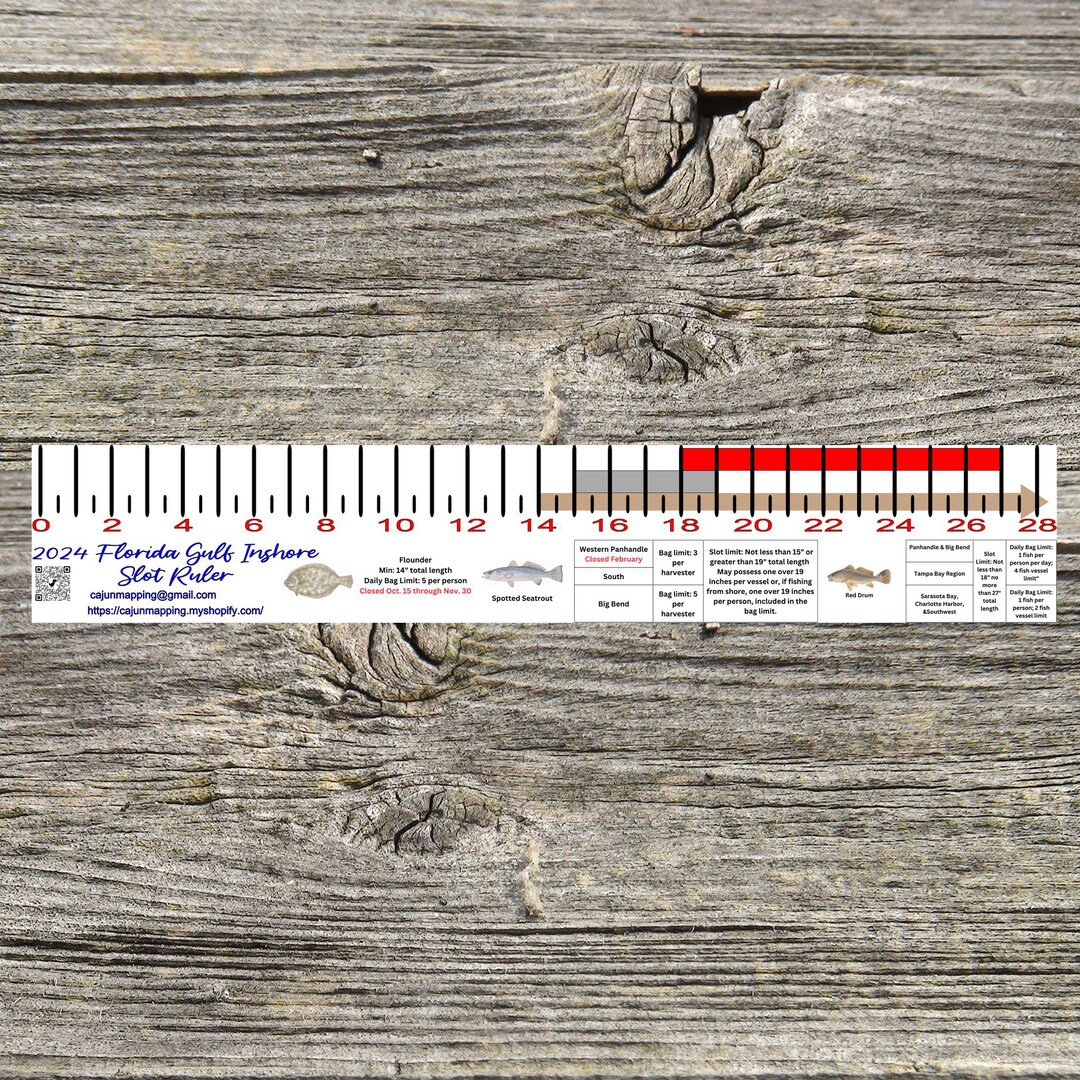 Florida Gulf Coast Inshore Fishing Slot Ruler Decal - Etsy