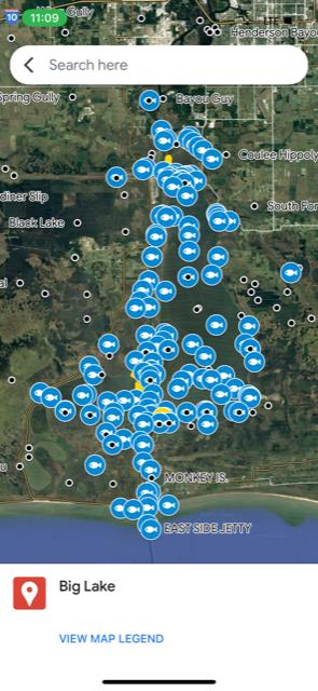 Calcasieu Lake ( Big Lake ) Hotspots Fishing Map - Garmin - Lowrance ...