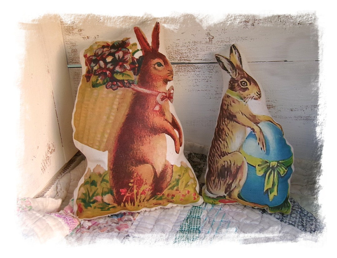 Primitive Vintage Bunnies Set, Cupboard Tuck, Basket Decor, 2 Pc. Set ...