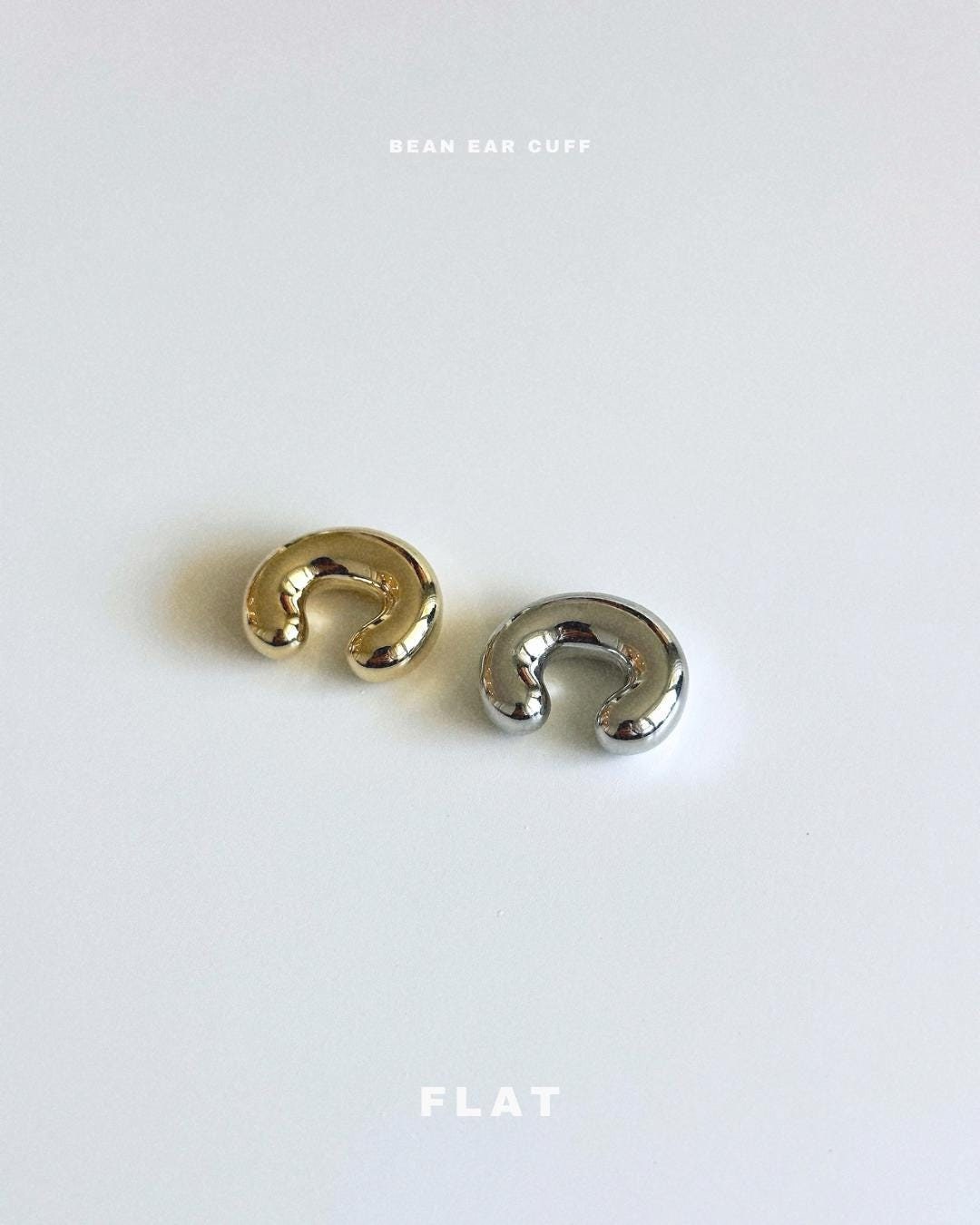 Bean Ear Cuff - Puffy Bold Statement Gold and Silver Ear Cuff for Conch ...