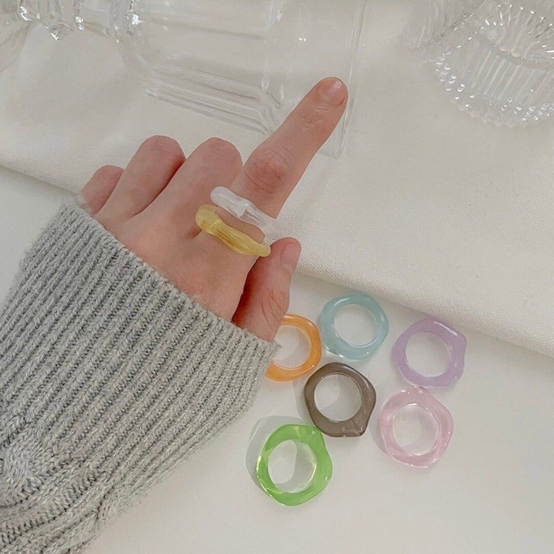 Wavy Bubble Bold Acrylic Ring Collection - Minimalist Chunky Statement ...